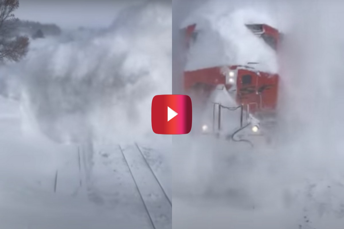 Train Travels Through Snow Drift During Massive Blizzard - alt_driver