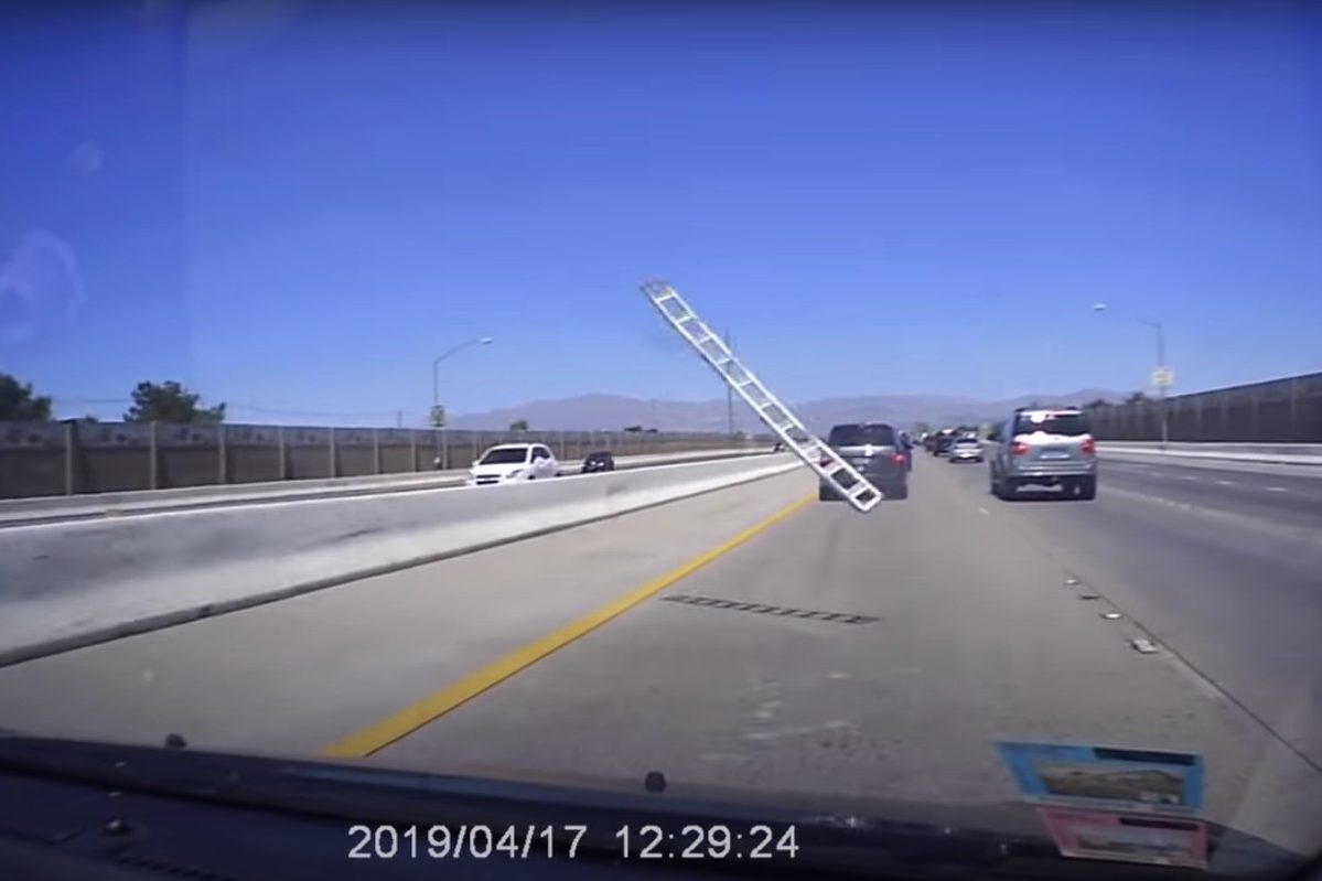 Ladder Flies Through the Air and Smashes Car's Windshield - alt_driver